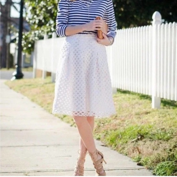 J. McLaughlin | Skirts | J Mclaughlin Adele Eyelet Pleated Skirt White8 ...